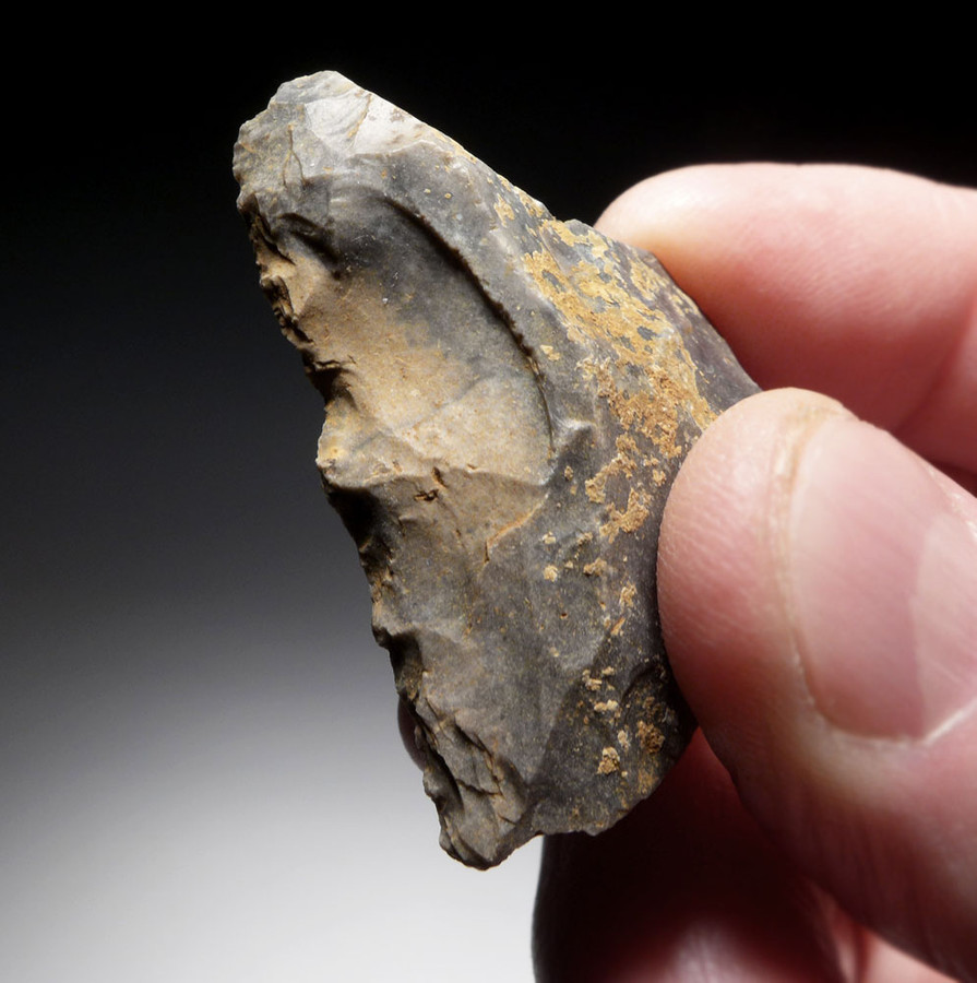 NEANDERTHAL FLINT MOUSTERIAN CONVERGENT SCRAPER FLAKE TOOL FROM ...