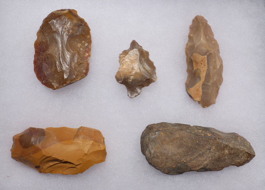 FIVE EARLY MAN MIDDLE STONE AGE AFRICA ATERIAN FLAKE TOOLS *AT107 ...