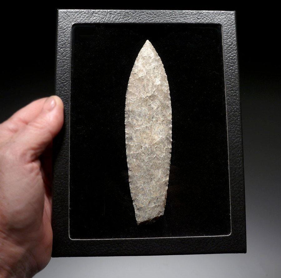 SUPERB PRE-COLUMBIAN MAYAN BIFACIAL STONE KNIFE RITUAL LEAF BLADE ...