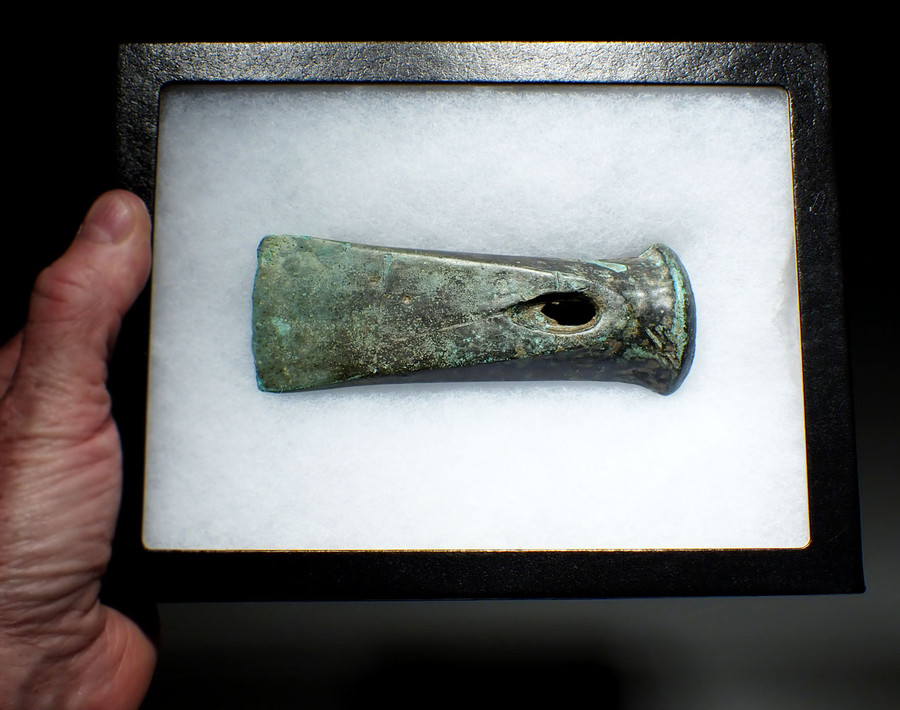SUPERB LARGE ANCIENT BRONZE SOCKETED AXE FROM LATE BRONZE AGE FRANCE ...