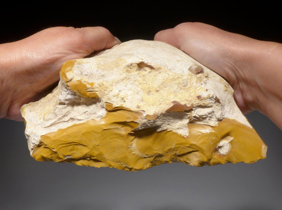 ENORMOUS RARE GOLDEN JASPER NEANDERTHAL MOUSTERIAN TWO-HANDED ...
