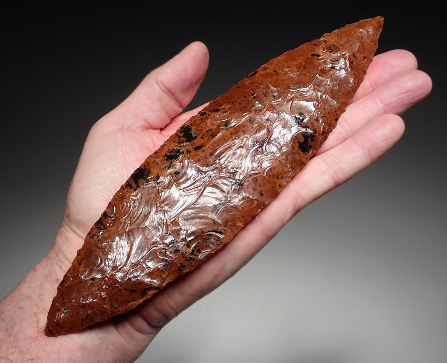LARGE RED MAHOGANY OBSIDIAN INVESTMENT-CLASS MAYAN PRE-COLUMBIAN ...