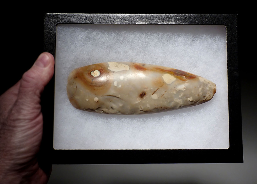 UNIQUELY COLORED EUROPEAN NEOLITHIC POLISHED FLINT CELT AXE FROM FRANCE ...