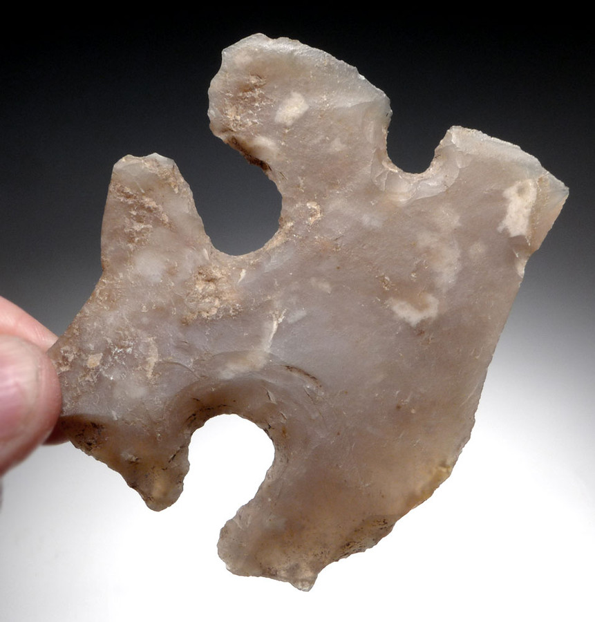 LARGE MAYAN PRE-COLUMBIAN FLAKED TRANSLUCENT ECCENTRIC FLYING BIRD ...