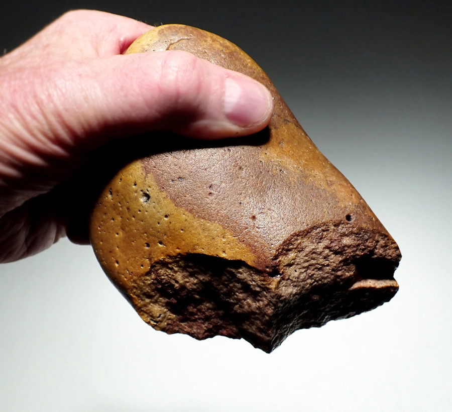 MUSEUM-CLASS BI-COLORED MODE 1 BASALT OLDOWAN PEBBLE CHOPPER AXE FROM ...