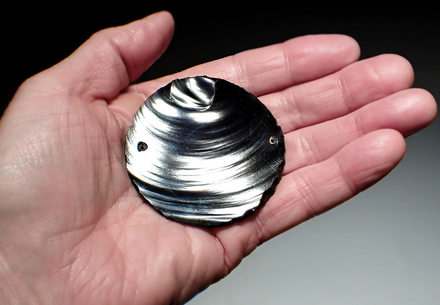 EXQUISITE FLAKED LARGE MAYAN OBSIDIAN DISK APPLIQUE PENDANT ELITE CLASS ...