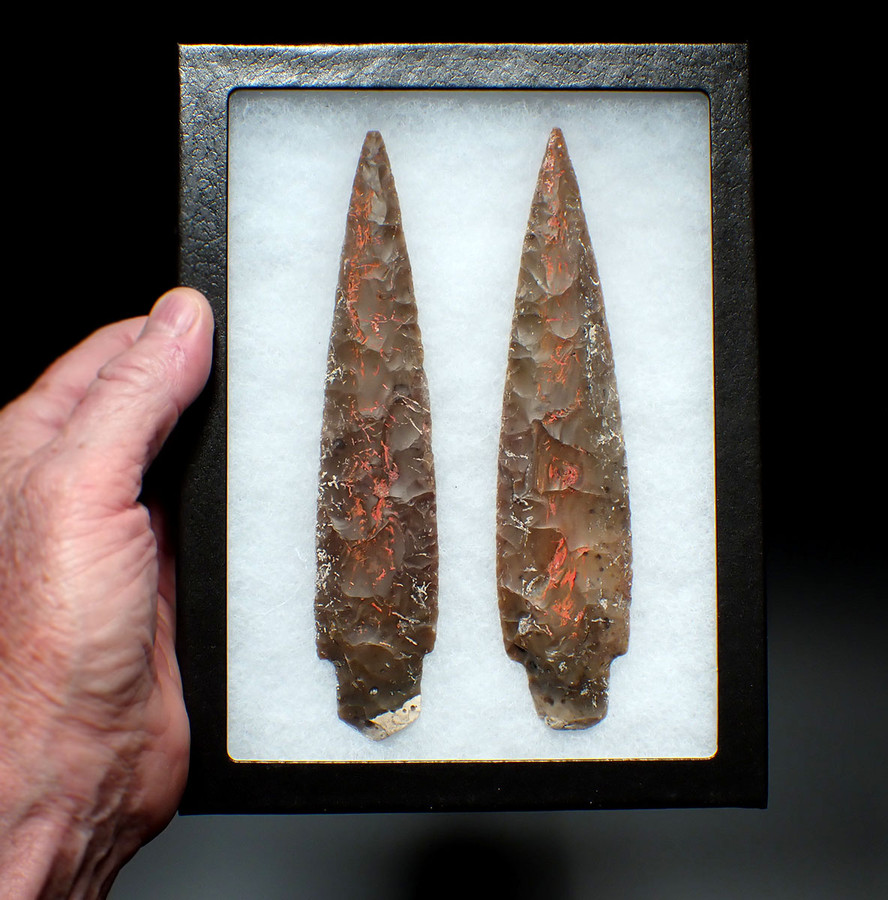 EXTREMELY RARE PAIR OF PRE-COLUMBIAN MAYAN BIFACIAL FLINT PRESTIGE ...