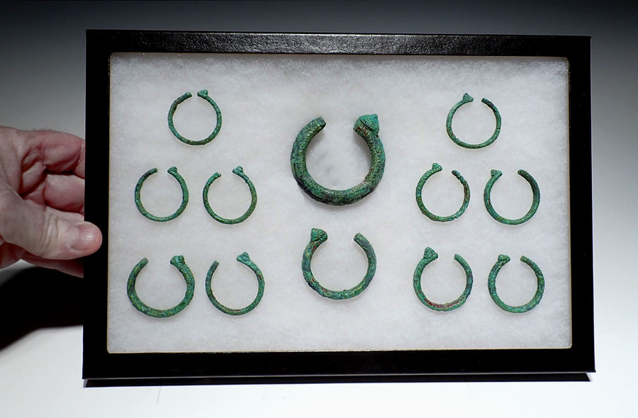 ANCIENT DONG SON BRONZE ORIGINAL 12 BANGLE BRACELET OFFERING SET FROM ...