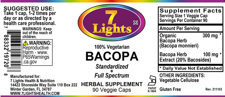 BACOPA ORGANIC + EXTRACT (90 CAPSULES) - www.7lightshealth.com