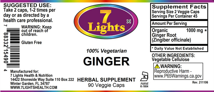 7 Lights Nutrition Ginger - Ginger is a great herb for motion sickness ...