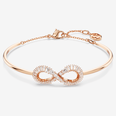 Brazalete Hyperbola. Símbolo del infinito, Blanco, Baño tono oro rosa ...