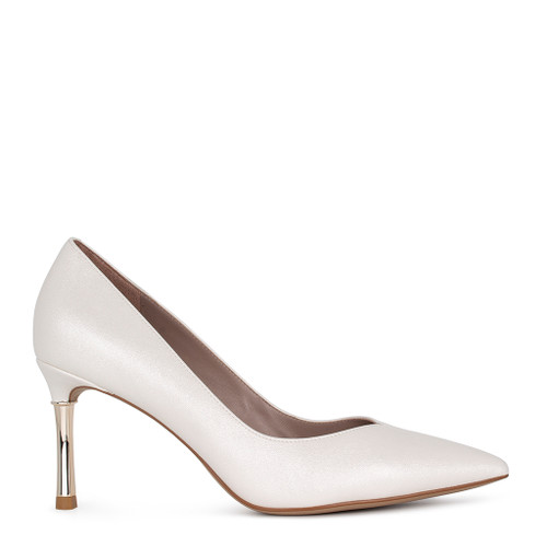 White Leather Stiletto Heels | TJ COLLECTION