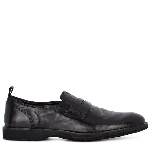Black Polished Leather Loafers | TJ COLLECTION