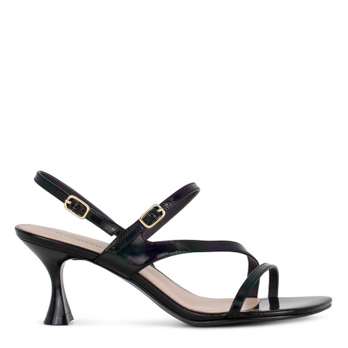 Black Leather Sandals with Straps | TJ COLLECTION