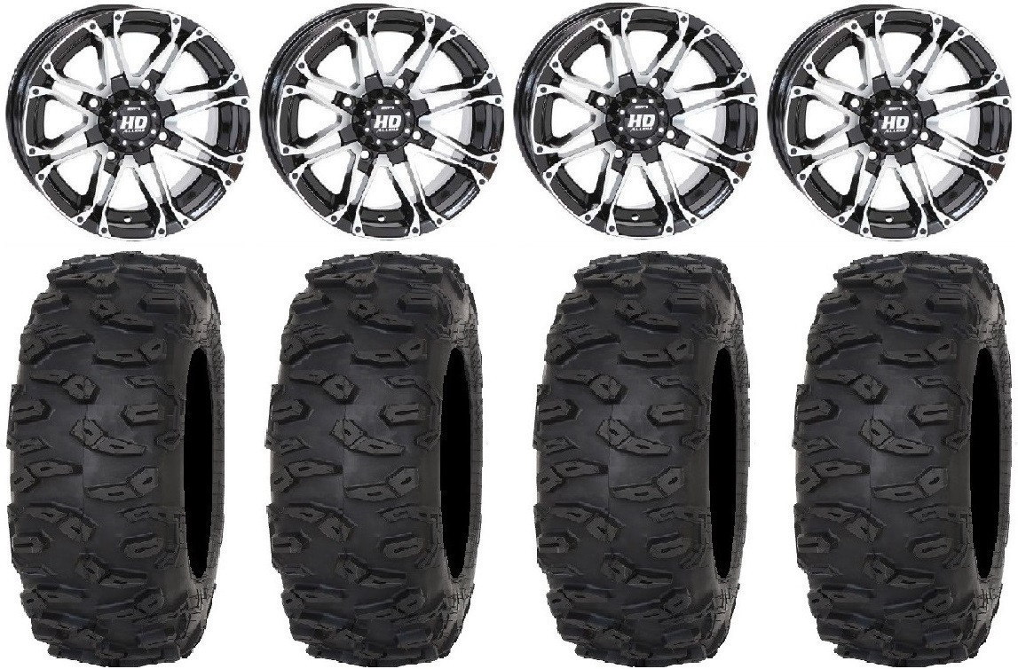 Polaris RZR Hd3 14" Machined Wheels 30" Roctane Xr Tires by STI
