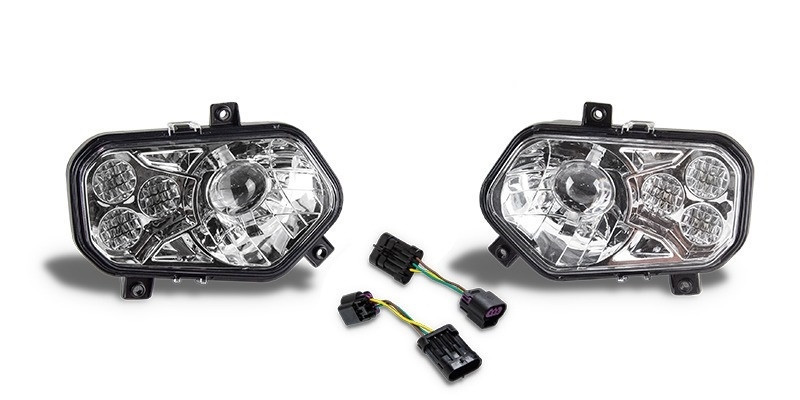 Polaris RZR 570 Chrome LED Headlights & Adapter Harnesses by Quad Logic ...