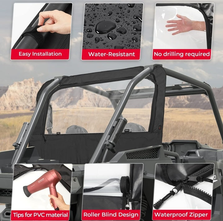 B0110 13901CL KEMIMOTO Window UTV Rear Window Soft Rear Windshield ...