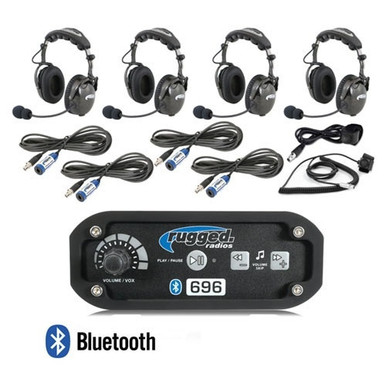 Polaris RZR 4-Place Intercom with AlphaBass Headsets by Rugged Radios
