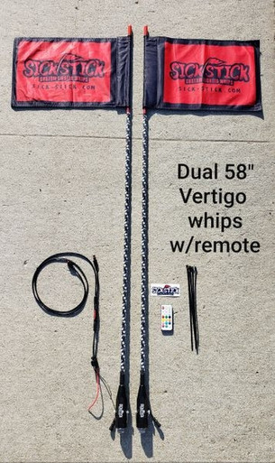 Polaris RZR Dual Sick-Stick Vertigo Lighted Whips With Remote By Sick-Stick