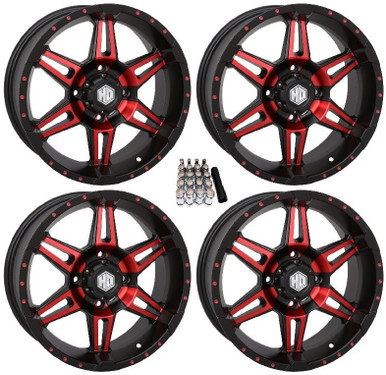 Polaris RZR Hd7 Utv 18"" Red/Black Wheels/Rims by STI Set-of-4x ...