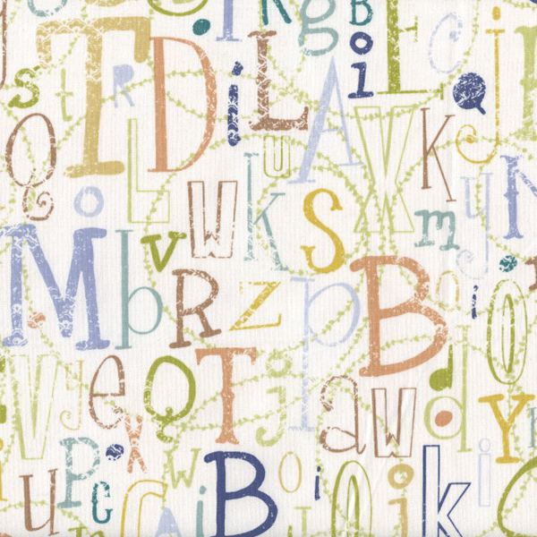 Little Monkey Retro Alphabet Toss on Cream - Kidsfabrics.com