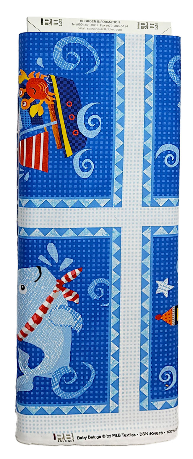 Baby Beluga Cotton Blocks Panel by P&B Textiles - Kidsfabrics & Co.