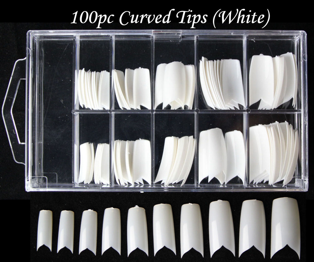 100pc Curved V French Tips - Artificial Manicure Extensions