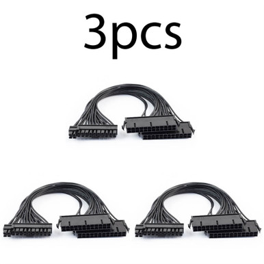 3 Pack 24Pin Dual PSU ATX Power supply adapter cable QTY 3