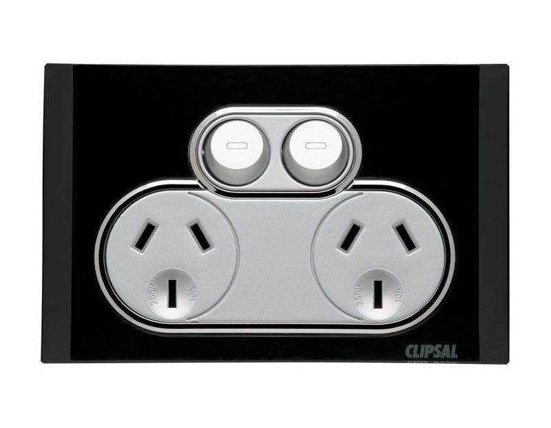 Clipsal Saturn | Double Gpo 10Amp 250V (Espresso Black) - Shorelec ...