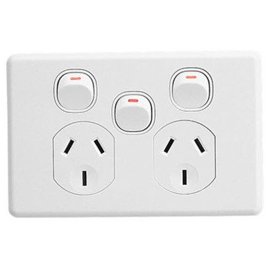 Clipsal Double Powerpoint With Extra Switch Classic Series C2025Xa ...