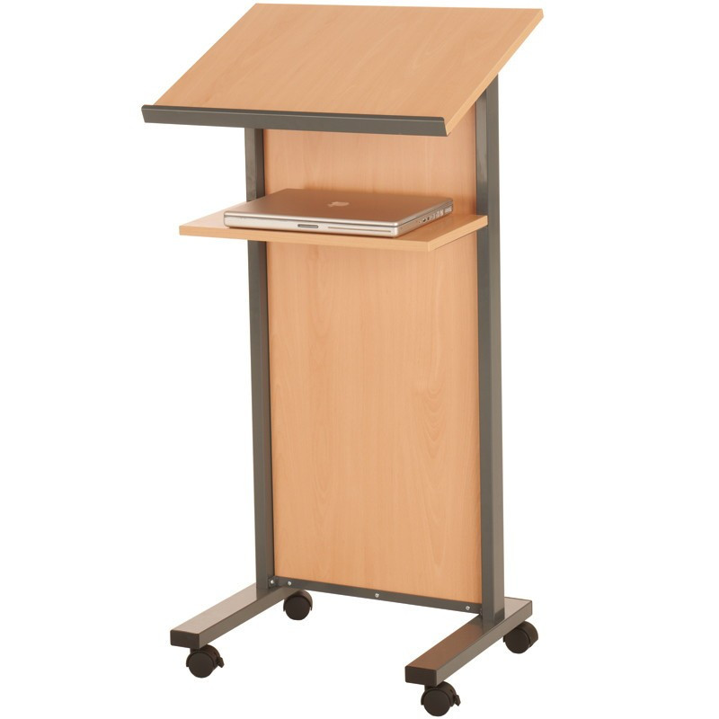 Panel Front Mobile Lectern - Beech - A&C Audio Visual