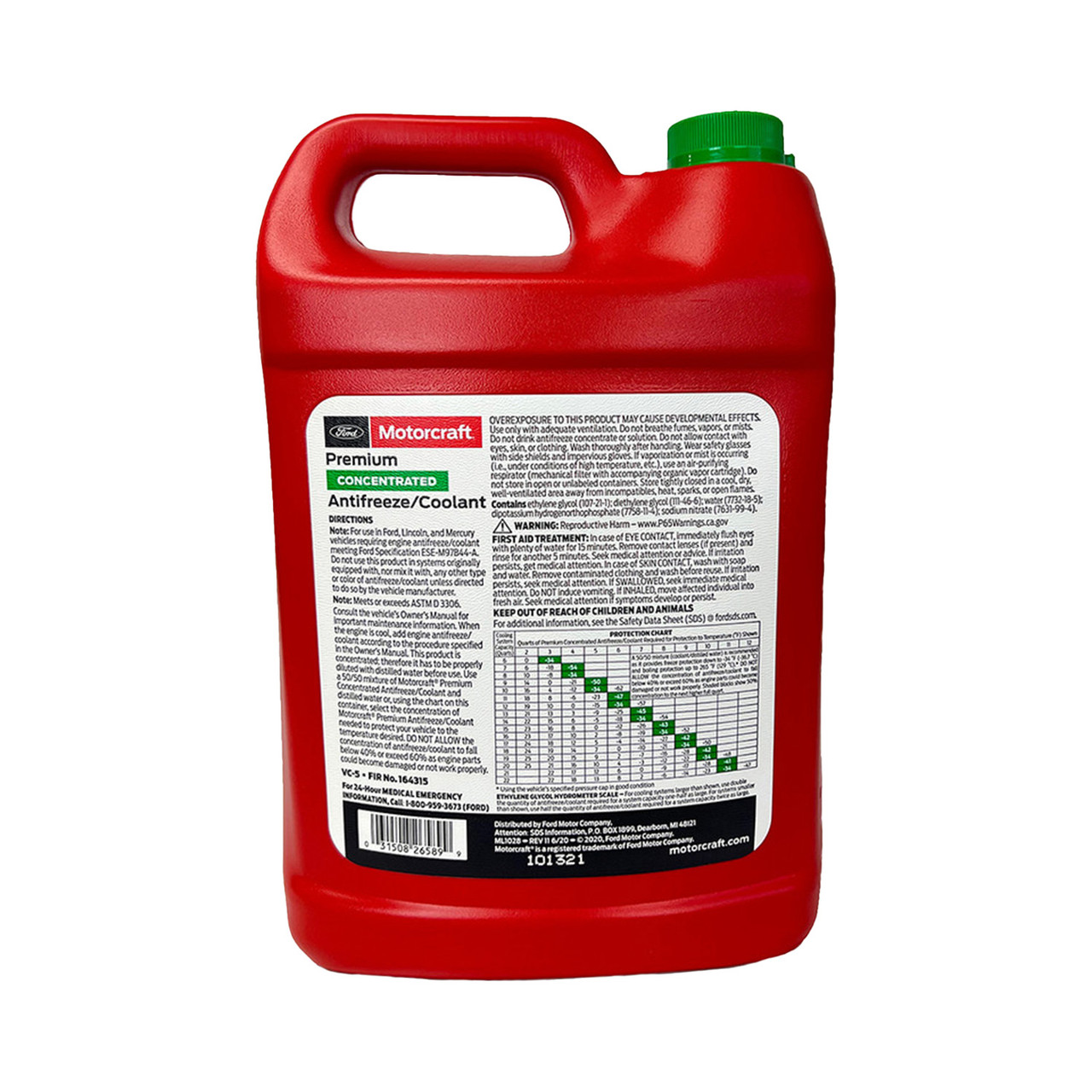 Motorcraft Antifreeze Coolant Green Concentrated 1 Gallon - Evinco Auto ...