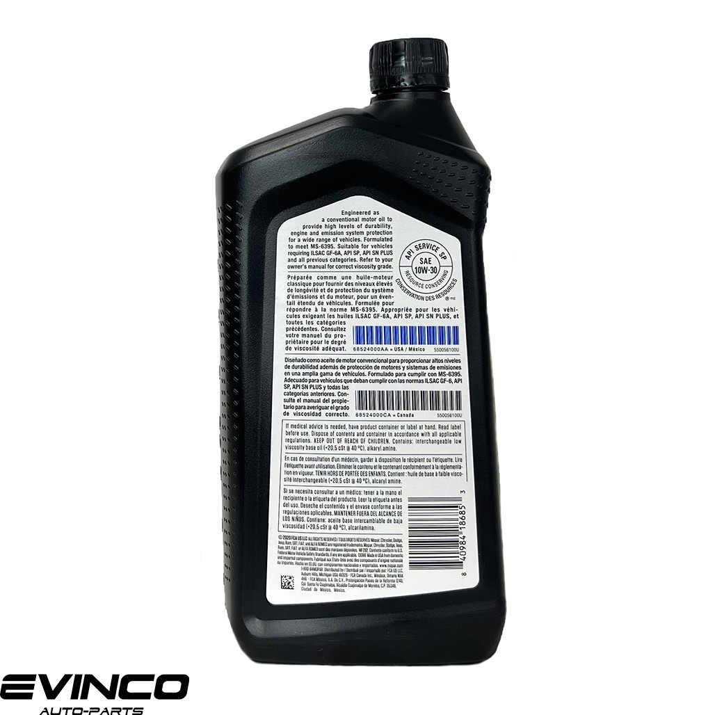 Mopar 10W30 Maxpro Motor Oil 1 Quart - Evinco Auto Parts