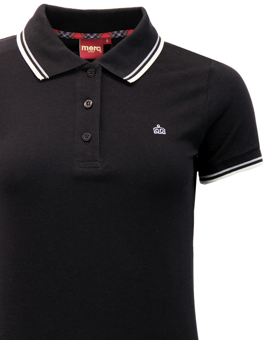 Kara MERC Retro Mod Tipped Pique Polo Dress BLACK