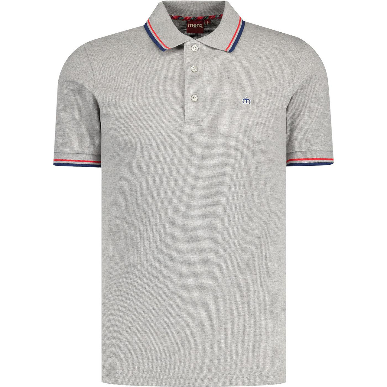 Card MERC Mod Retro Mens Tipped Pique Polo - Grey