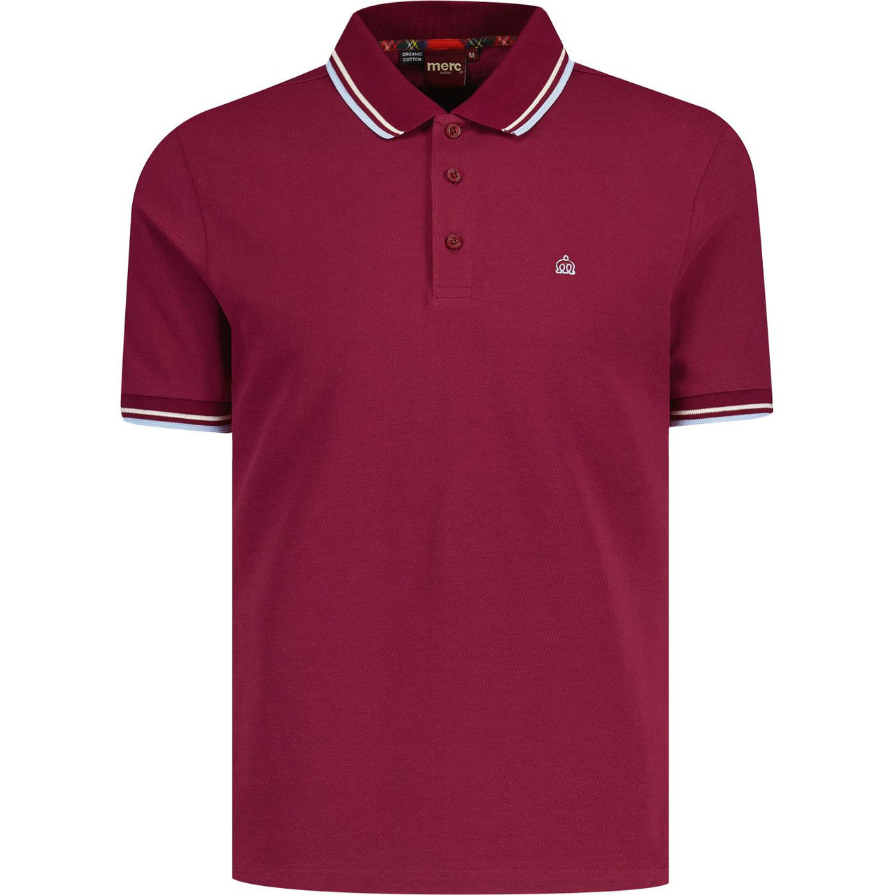 Card MERC Mod Retro Mens Tipped Pique Polo -Claret