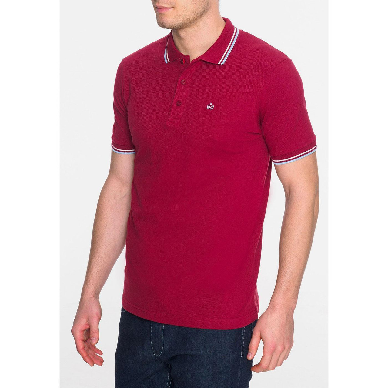 Card MERC Mod Retro Mens Tipped Pique Polo -Claret