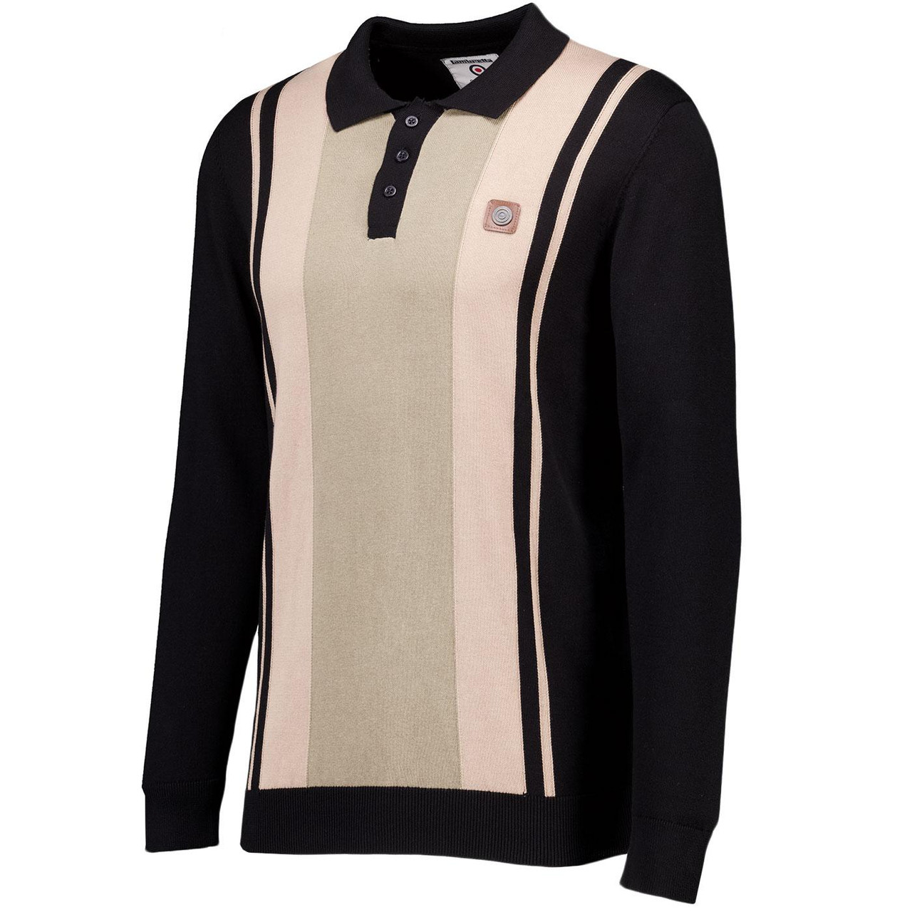 Lambretta Vintage Panel LS Knitted Polo Shirt B/S