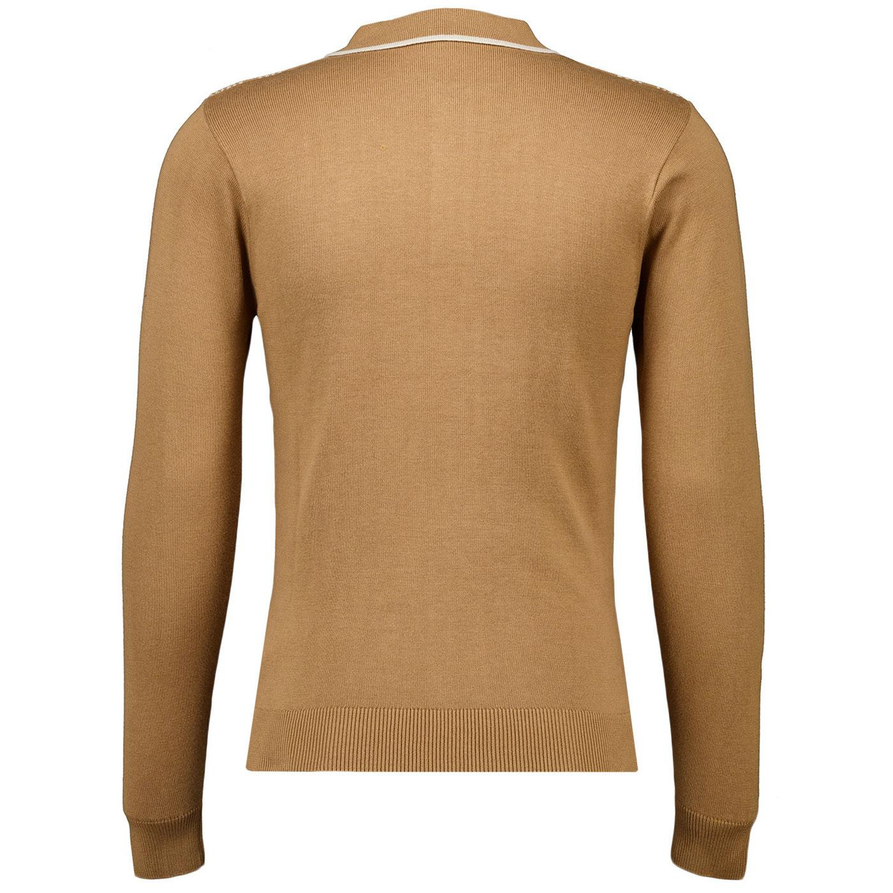 Dante Gabicci Vintage Texture Stripe Knit Polo Nut