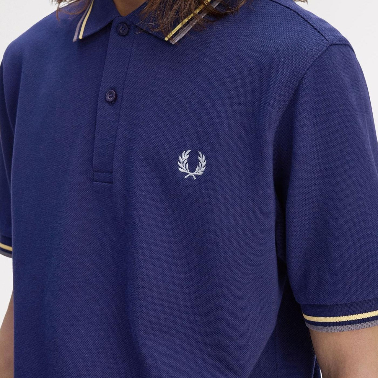 M3600 Fred Perry Mod Twin Tipped Pique Polo French Navy