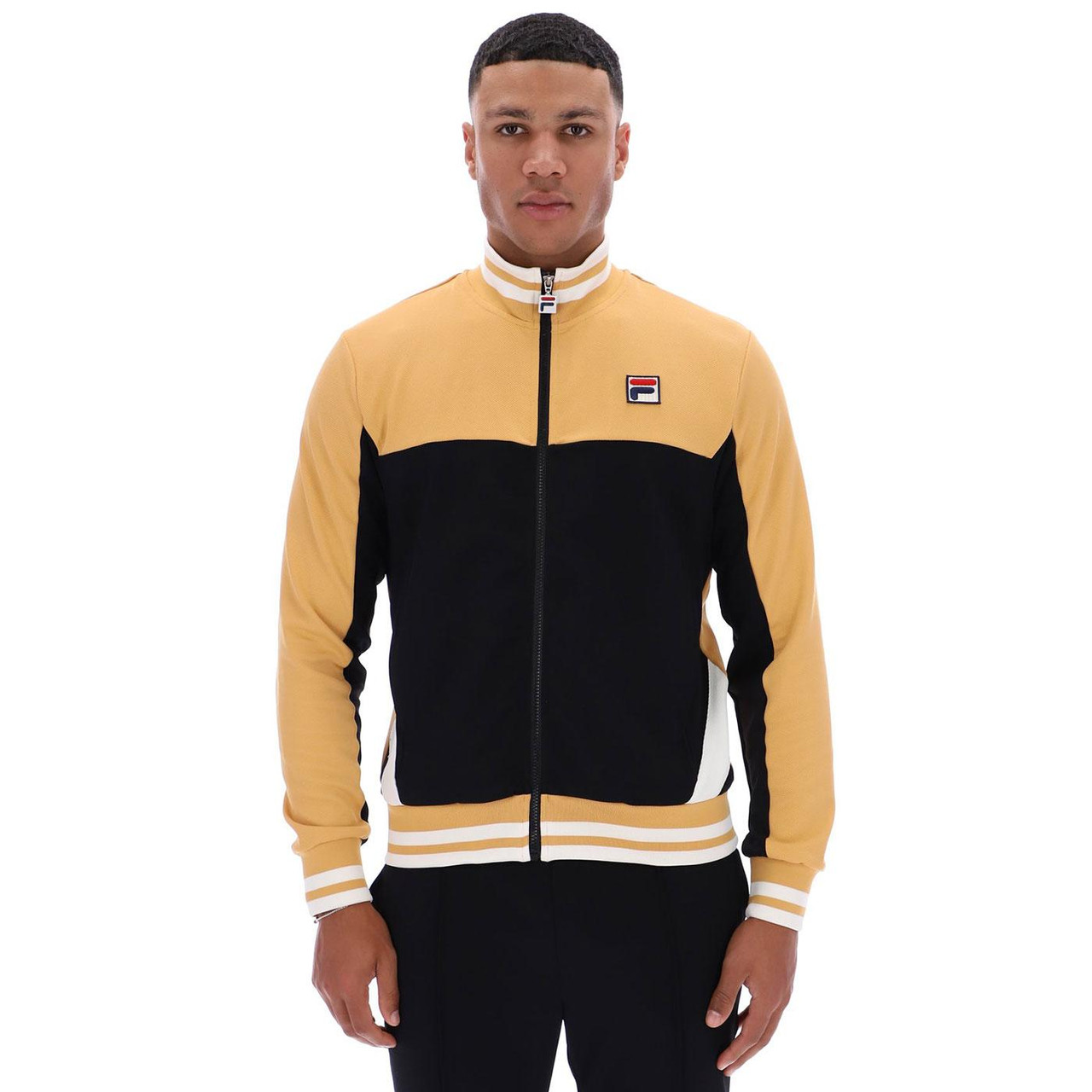 Tiebreaker Fila Vintage Funnel Neck Track Jacket in Oak Buff