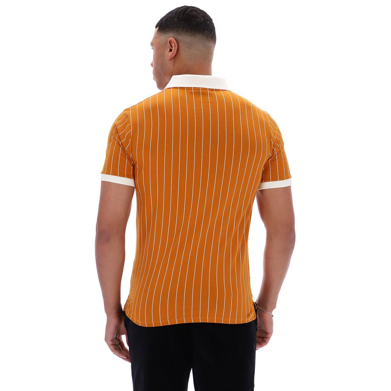 BB1 Fila Vintage 70s Pin-Stripe Borg Polo in Pumpkin Spice