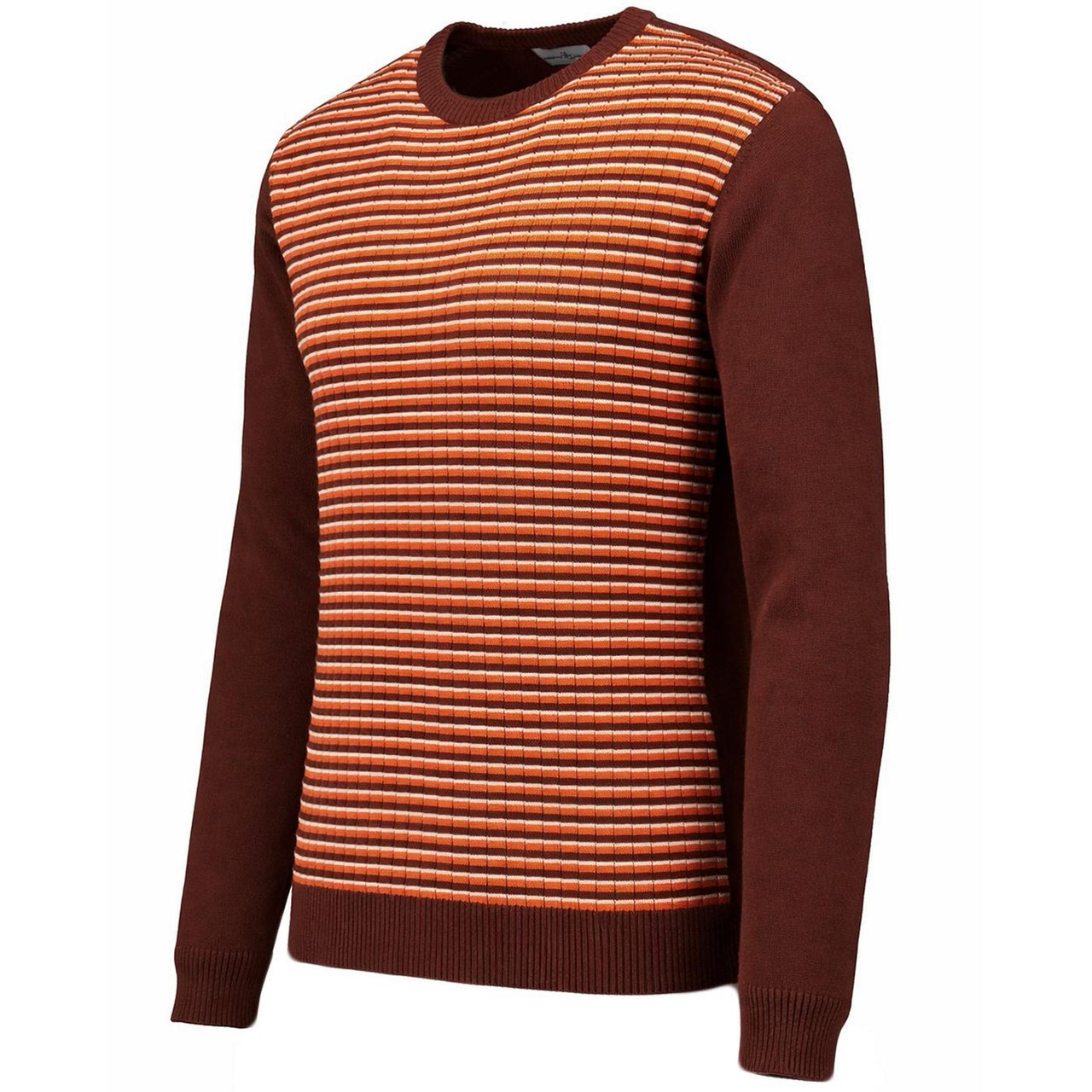 Revolution Madcap England Rib Stripe Retro 70s Jumper in Brown