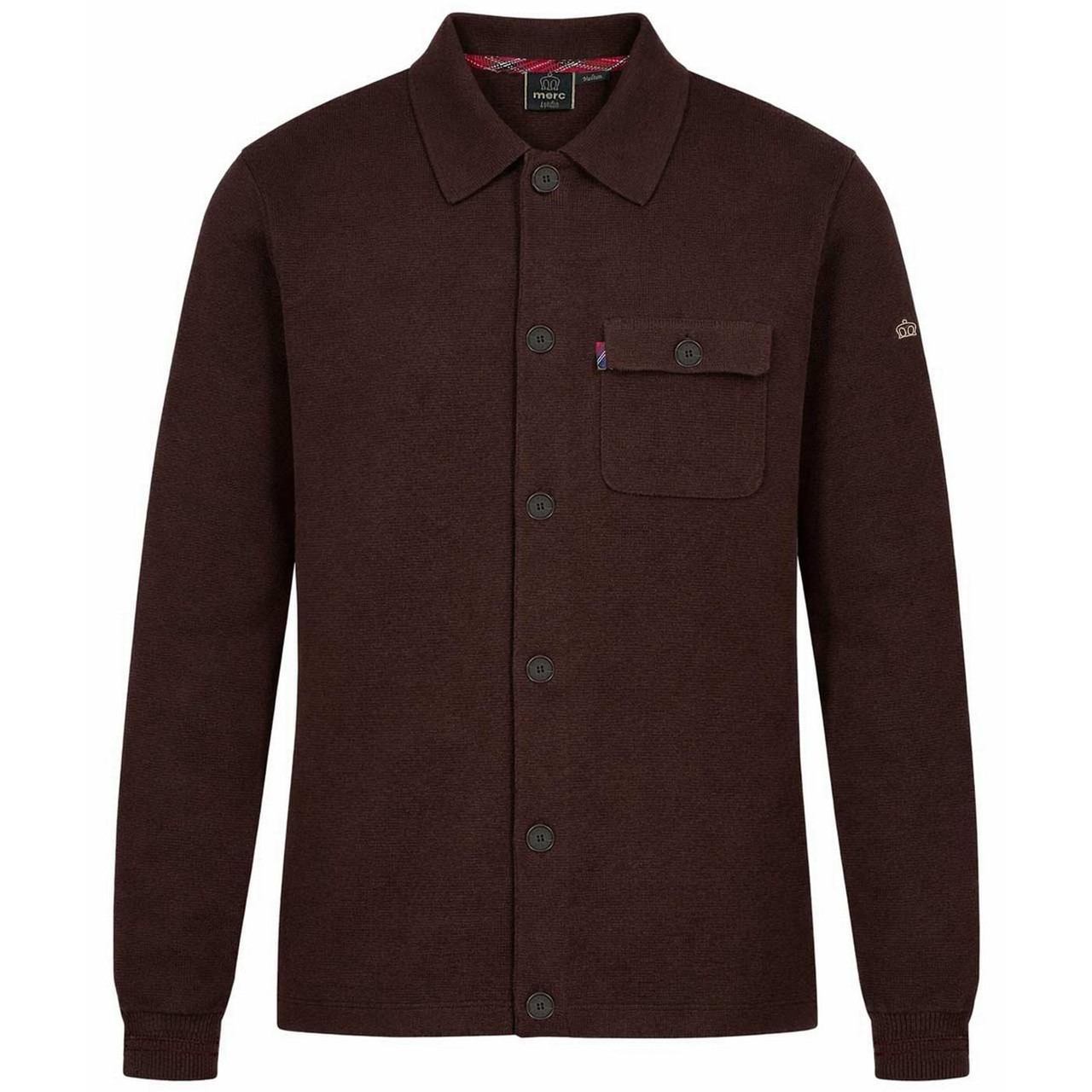 Merc Rathbone Men's Retro Milano Knit Overshirt in Brown