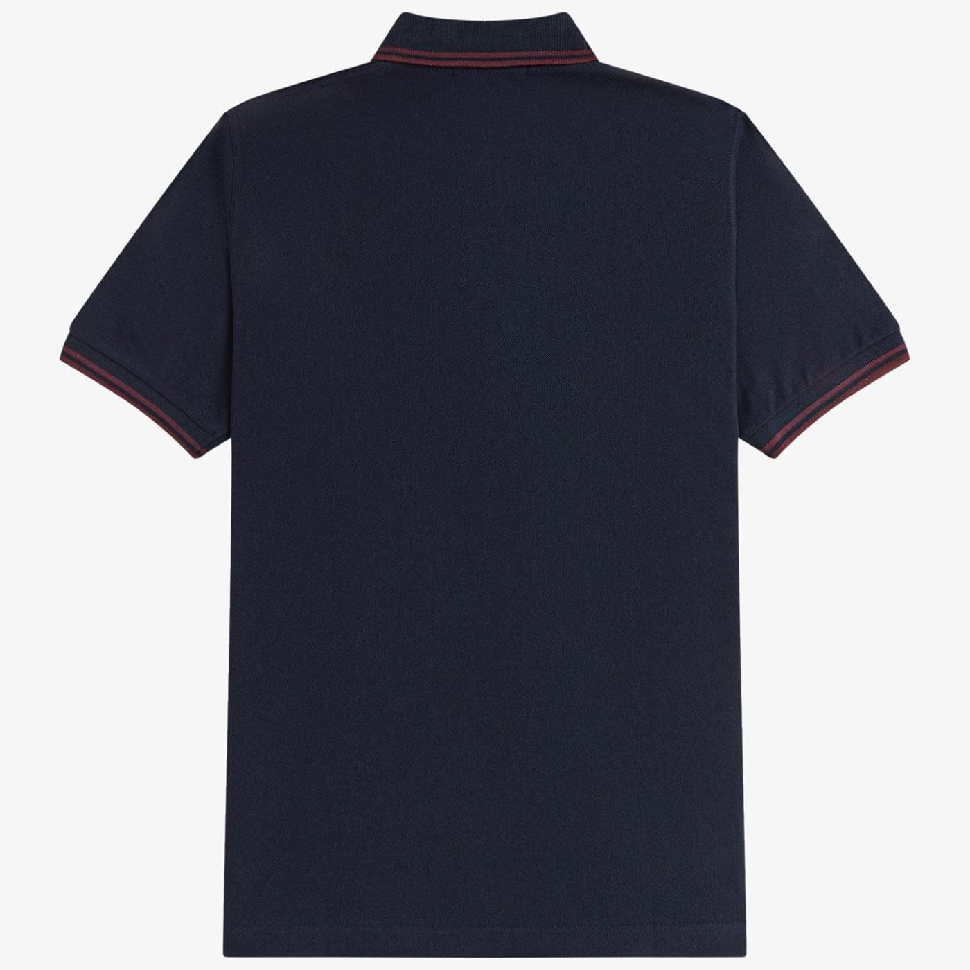 M12 FRED PERRY Made in England Mod Polo in Navy/Oxblood