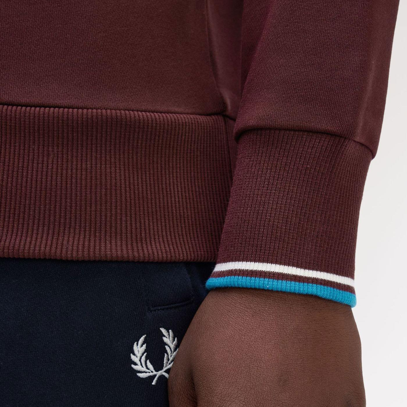 Fred Perry Retro 80s Crew Neck Oxblood Sweatshirt