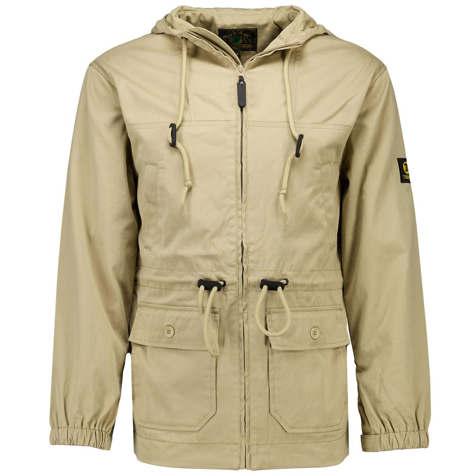 Trojan Retro Badged Peached Twill Mod Parka Stone