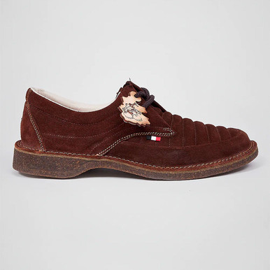 Pod Originals Jagger Retro Suede Quilted Shoes in Dark Chocolate