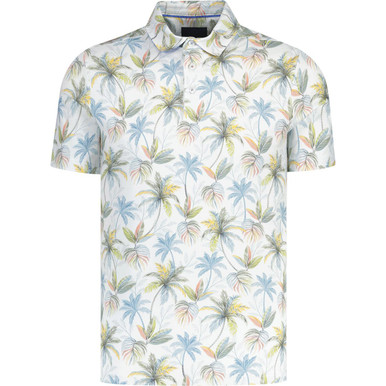Guide London Retro 50s Palm Tree Print Polo Shirt