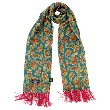 Tootal 60s Racing Green Paisley Mod Silk Scarf